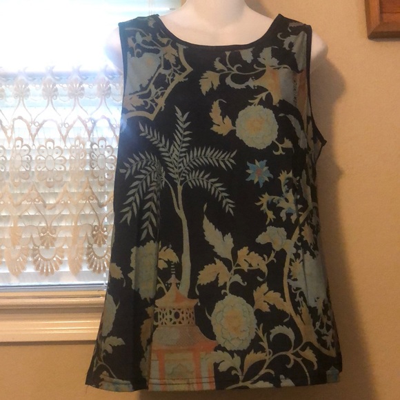 MISSLOOK | Tops | Vintage Floral Sleeveless T Shirt Wrounded Neckline ...